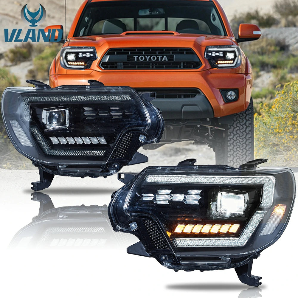 VLAND Full LED Dual Beam Headlights for Toyota Tacoma 2012-2015 2nd Ge ...