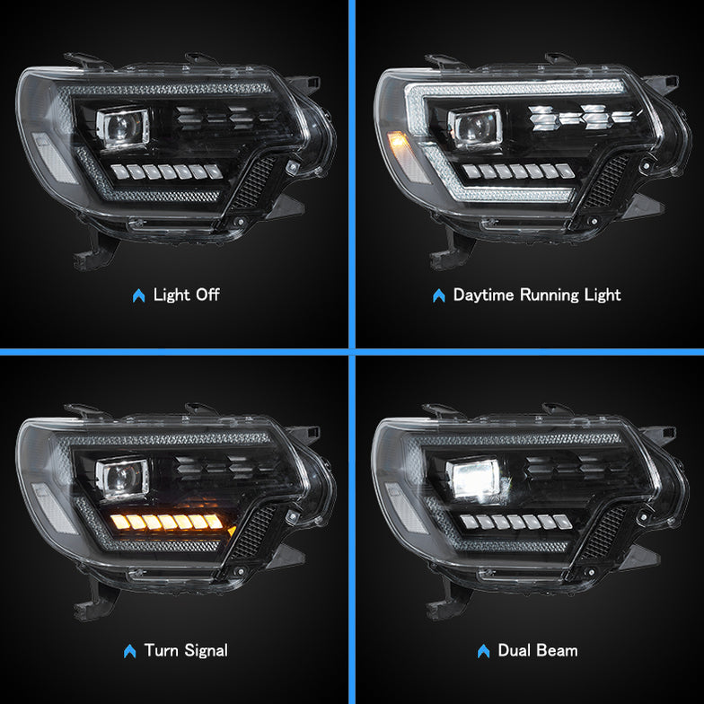 home vland full led dual beam headlights for toyota tacoma 2012 2015 ...