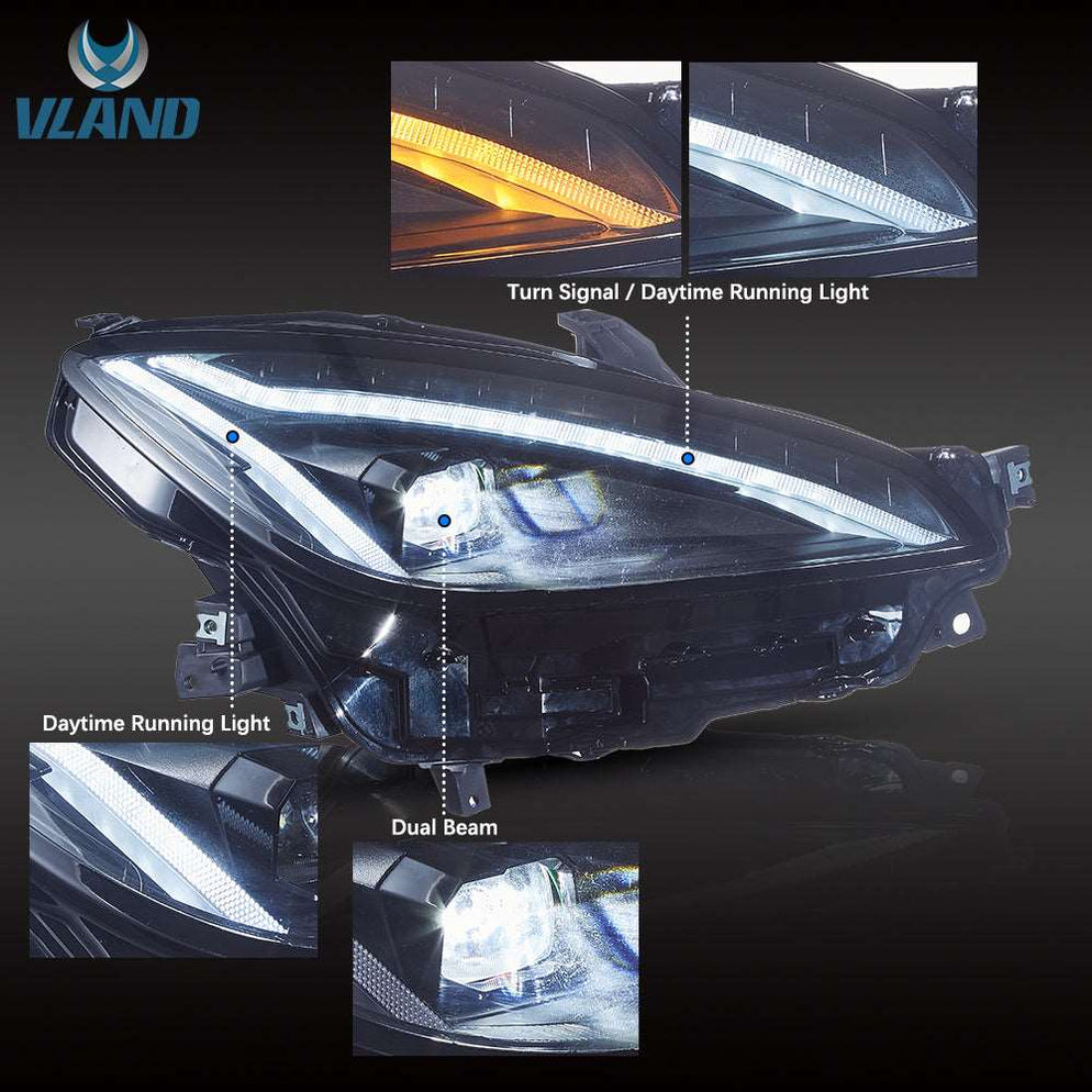 VLAND Full LED Dual Beam Projector Headlights for Toyota GR86 2021-2024 ...