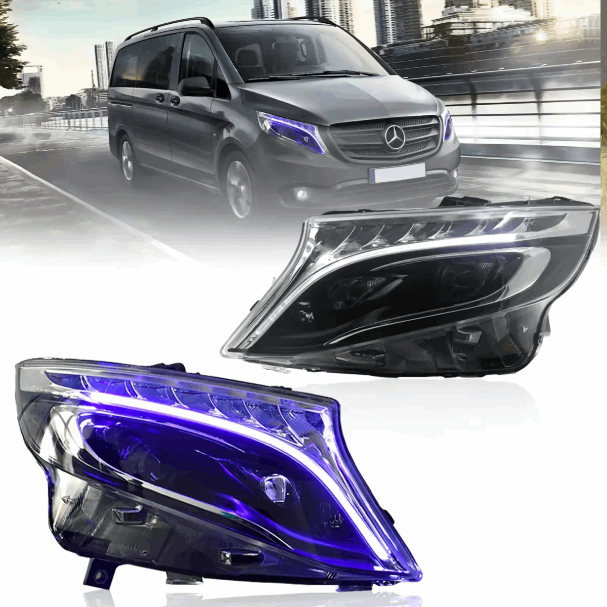 VLAND Full LED Dual Beam Headlights for Mercedes Benz Vito / Metris 20 ...