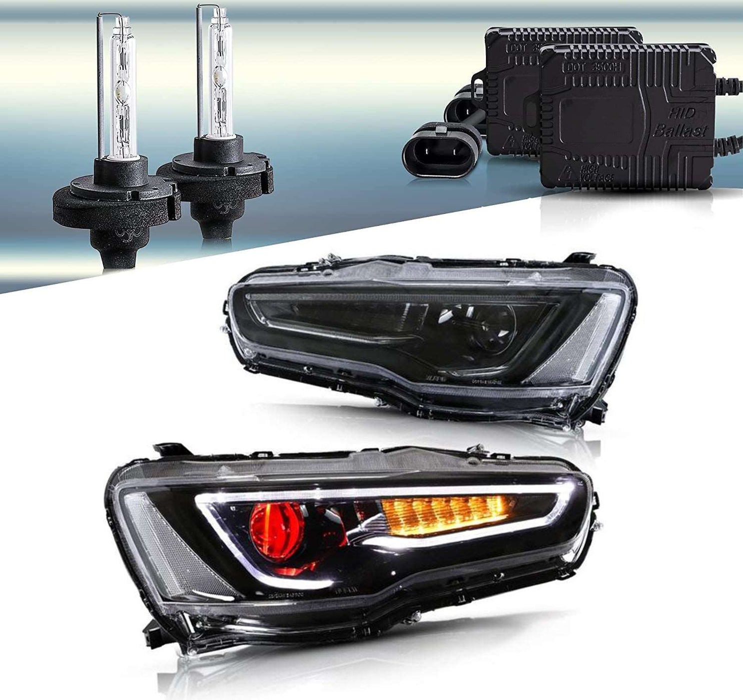 08-20 Mitsubishi Lancer EVO X Dual Beam Projector Demon Eyes Headlights ...
