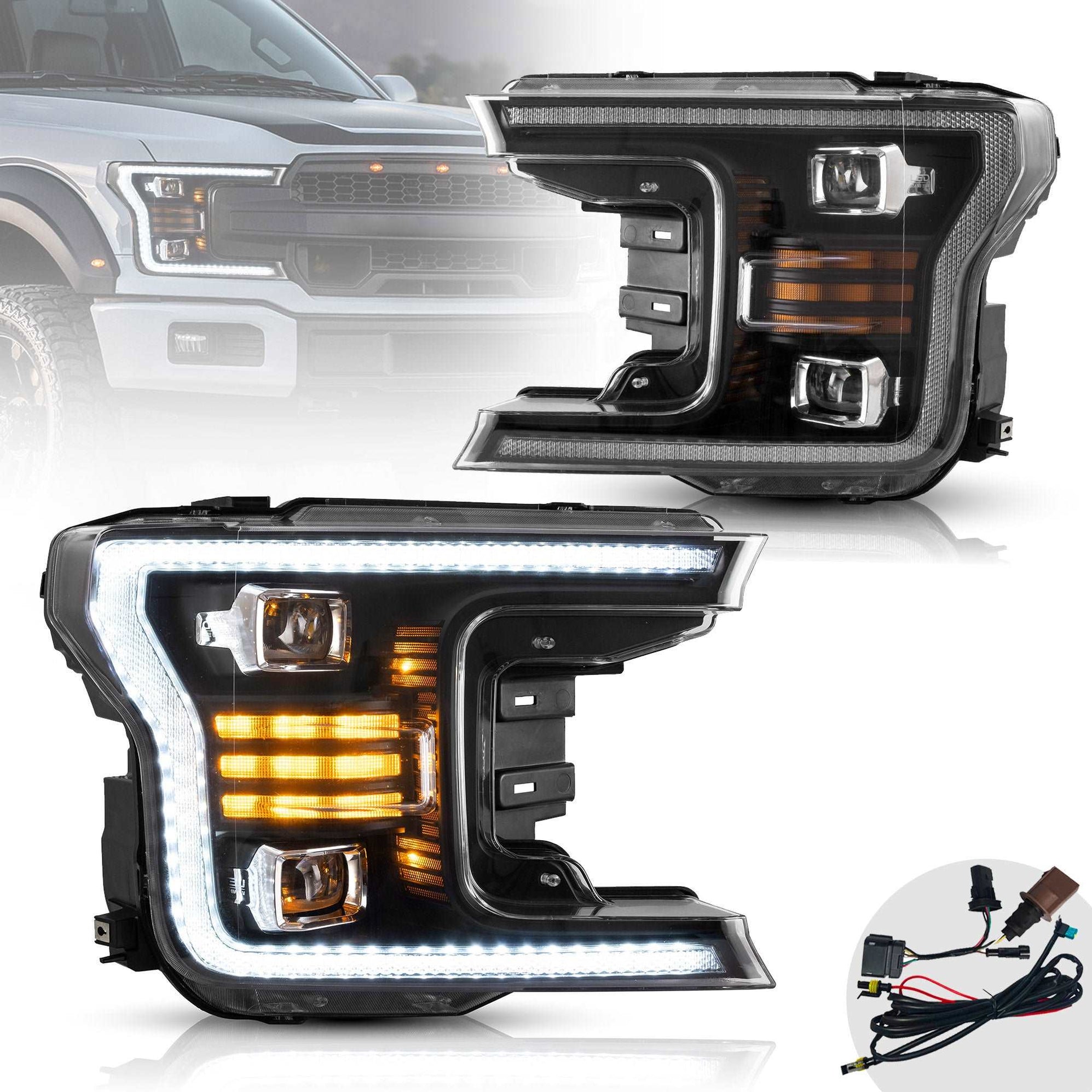 Home VLAND Full LED Projector Headlights For Ford F150 13th Gen Pickup ...