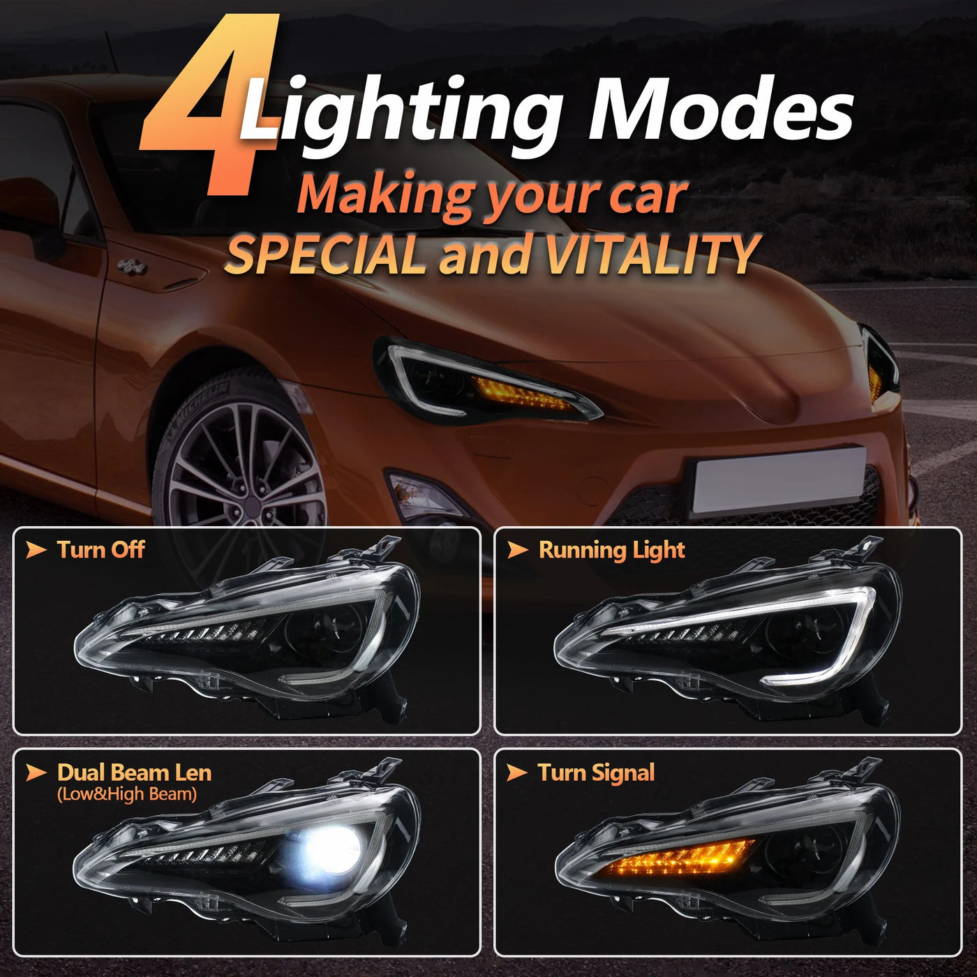 Home VLAND LED Headlights Full LED Tail Lights Combo For Toyota 86 GT86 Subaru BRZ Scion FRS ...