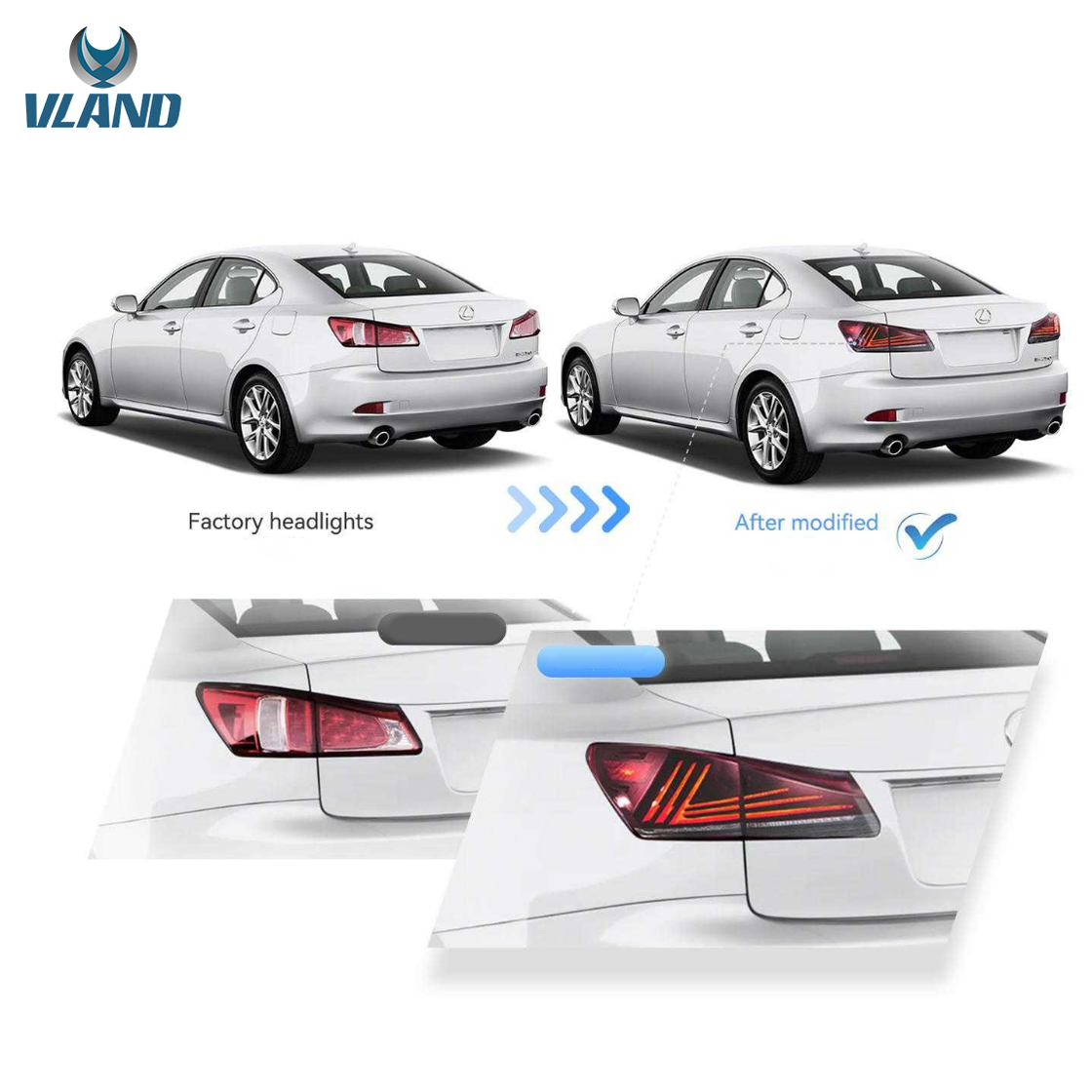 Home VLAND LED Taillights for Lexus IS250 IS350 2006-2012 IS200d IS F ...