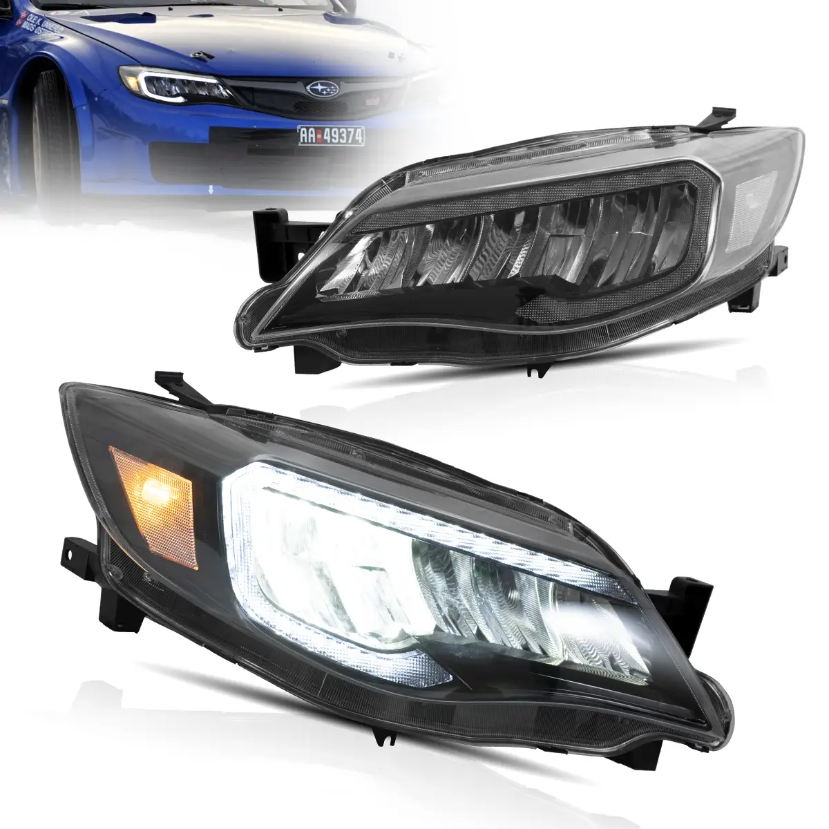 Vland LED Reflection Bowl HeadLights For Subaru Impreza WRX Sti 2008-2 ...
