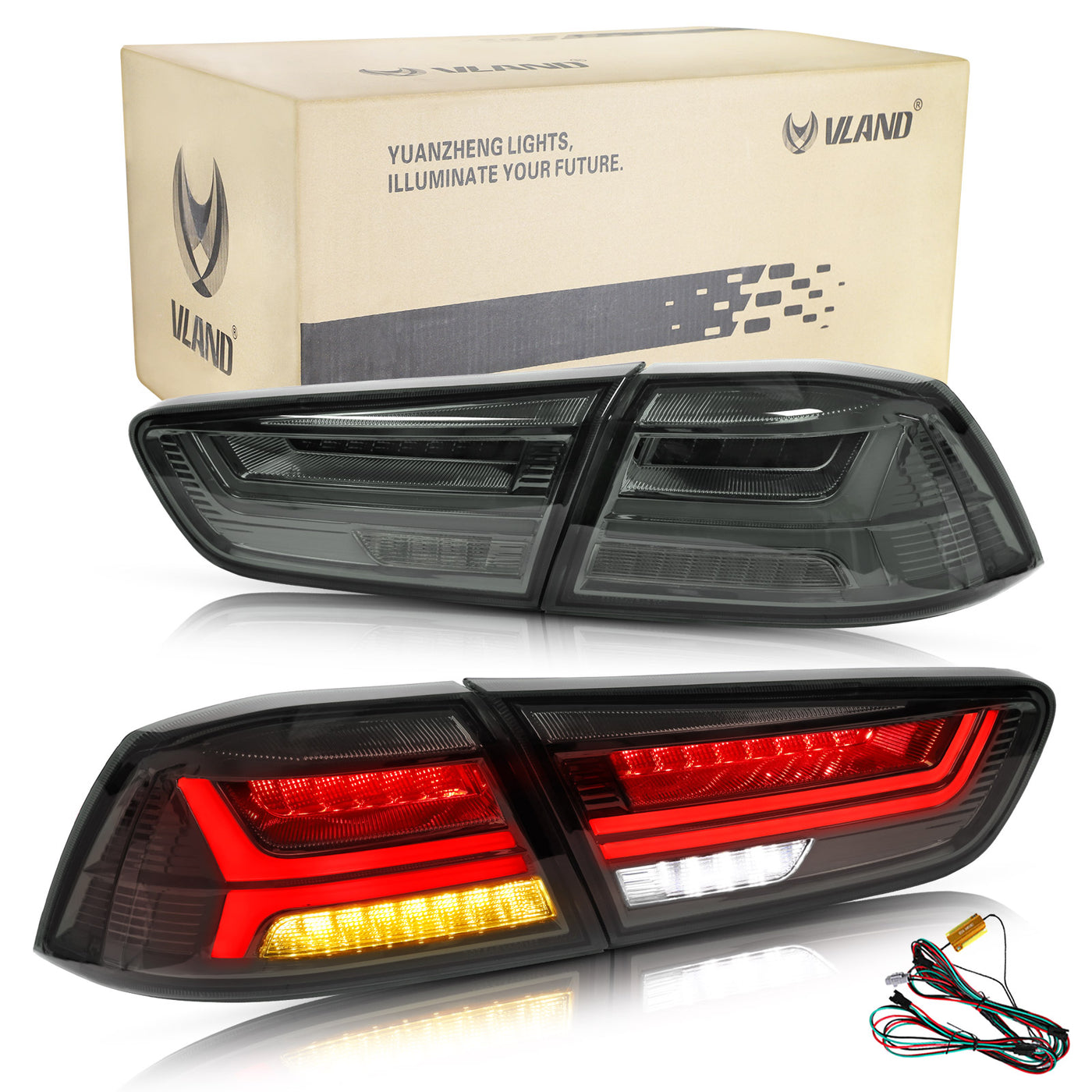 VLAND Full LED Tail Lights For Mitsubishi Lancer EVO X 2008-2017 w/Seq ...