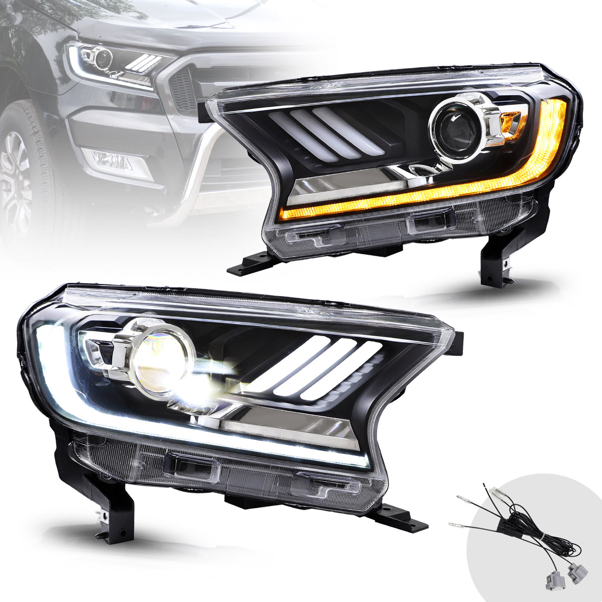 VLAND LED Headlights Ford Ranger PX2 PXS 2016-2020 With Sequential Ind ...