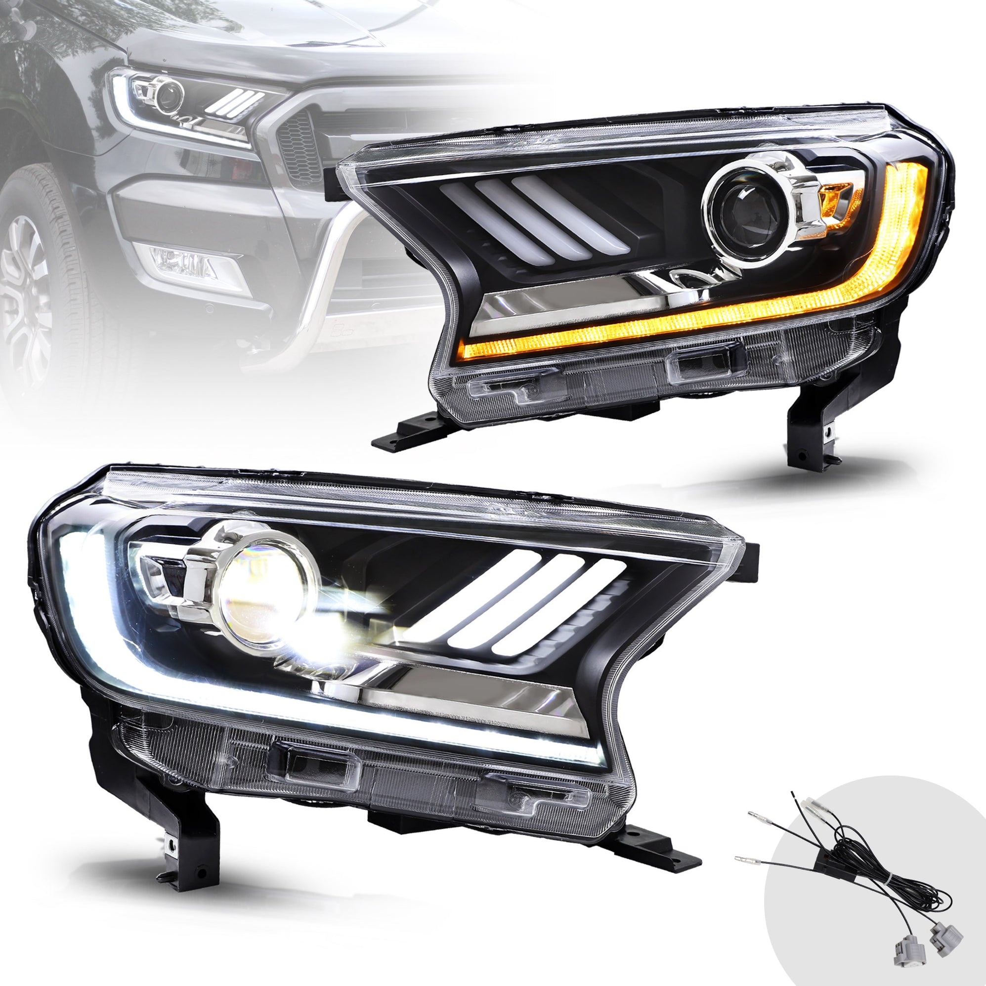 VLAND LED Headlights Ford Ranger PX2 PXS 2016-2020 With Sequential Ind ...
