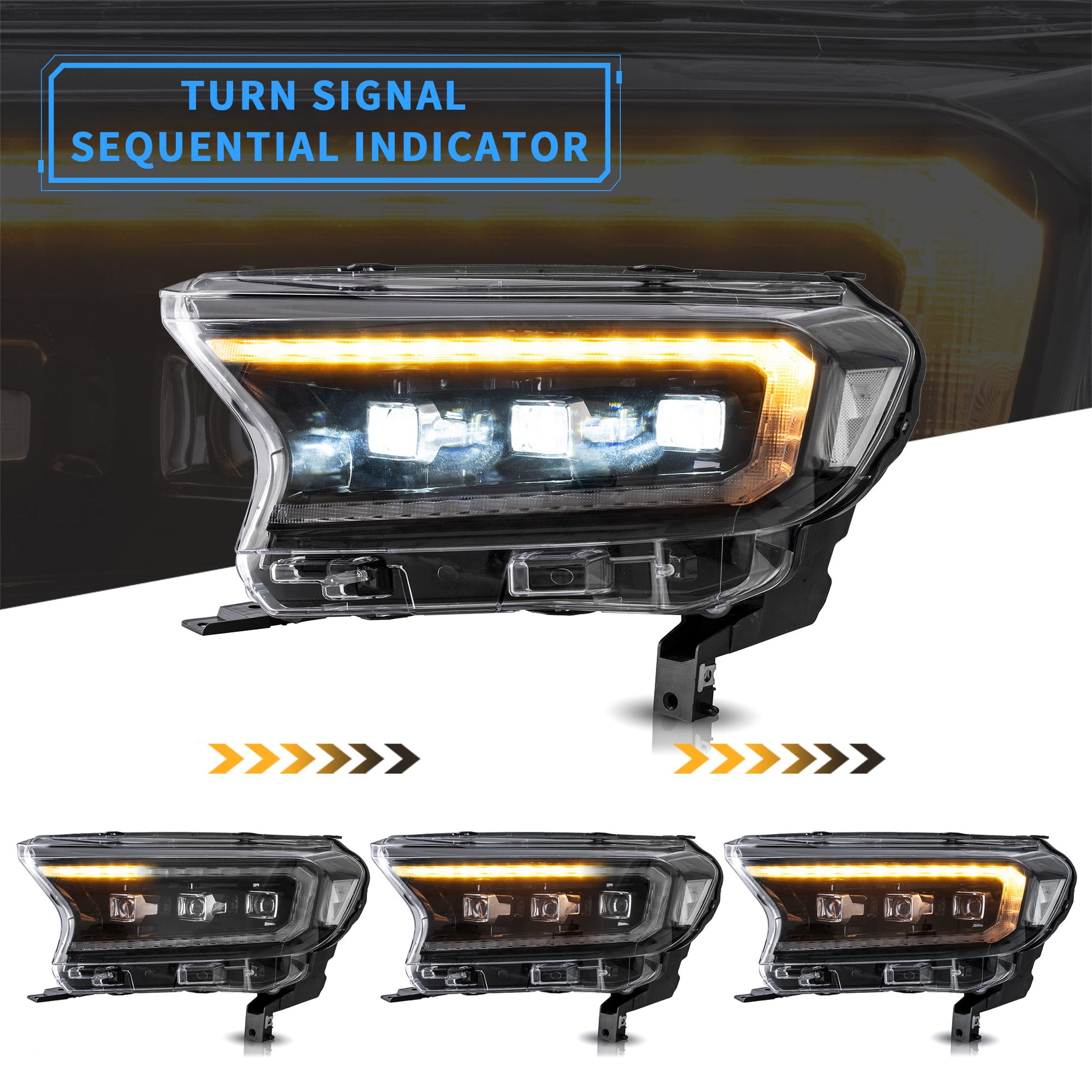VLAND LED Matrix Projector Headlights Ford Ranger 2015-2021 (For US ...