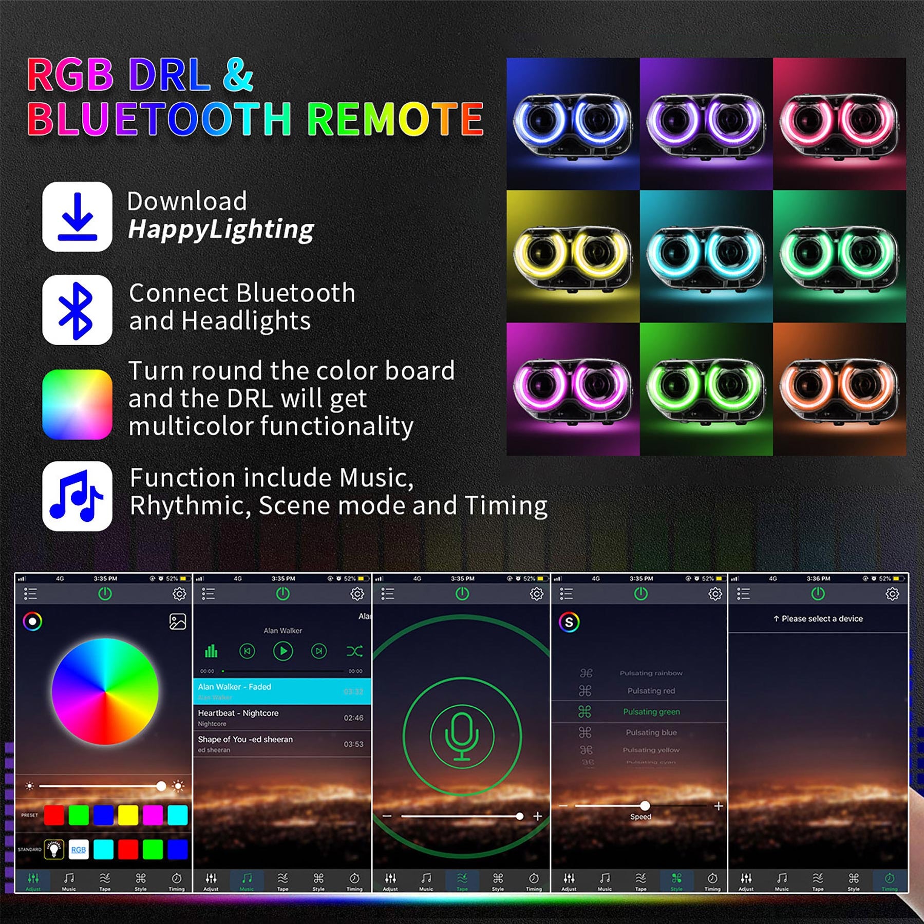 VLAND RGB Dual Beam Headlights For Dodge Challenger 2015-2020 — VLAND ...