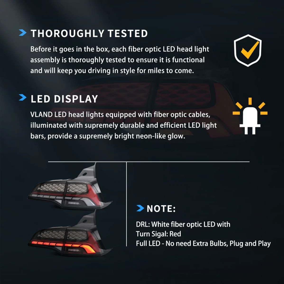 Vland III LED Tail Lights With Dynamic Welcome Lighting For Tesla Mode ...