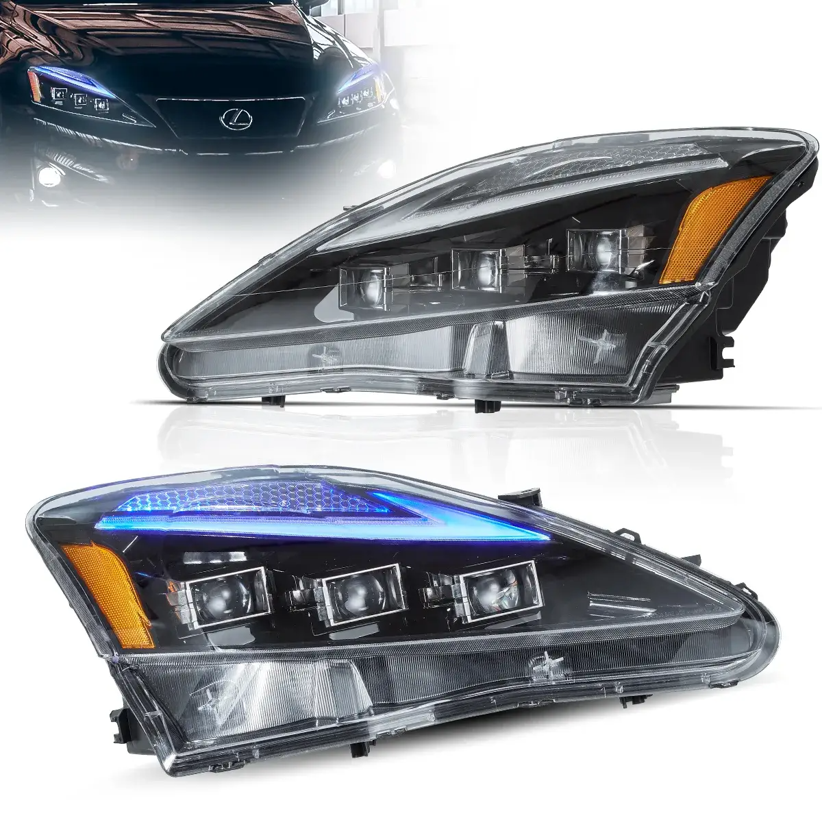 06-13 Lexus IS250 IS350 | 08-14 ISF IS200d FULL LED Headlights Blue DRL ...