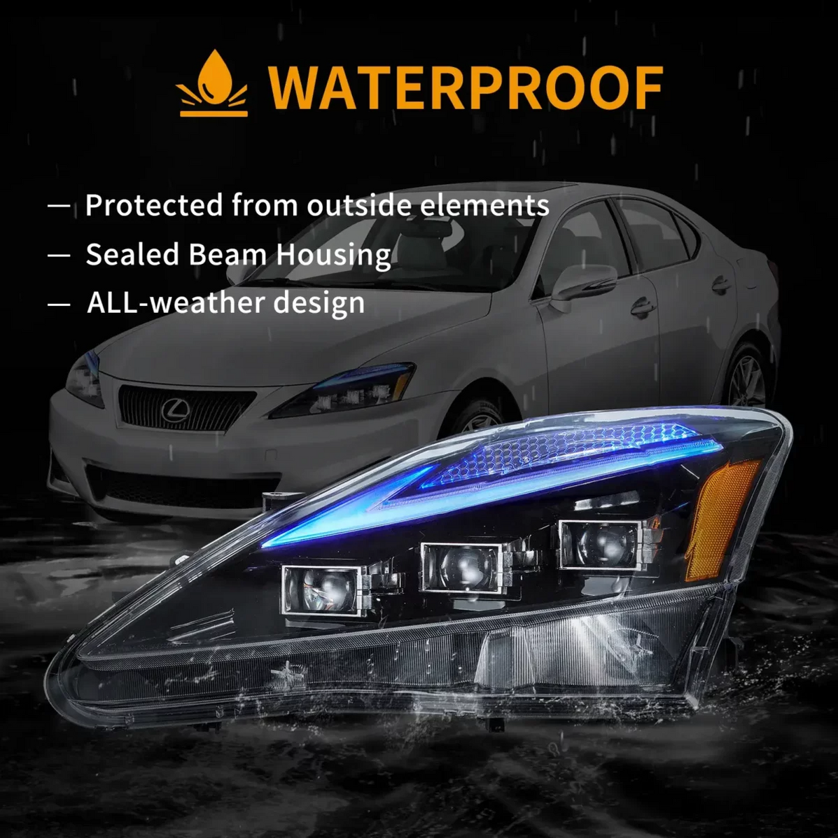 06-13 Lexus IS250 IS350 | 08-14 ISF IS200d FULL LED Headlights Blue DRL ...